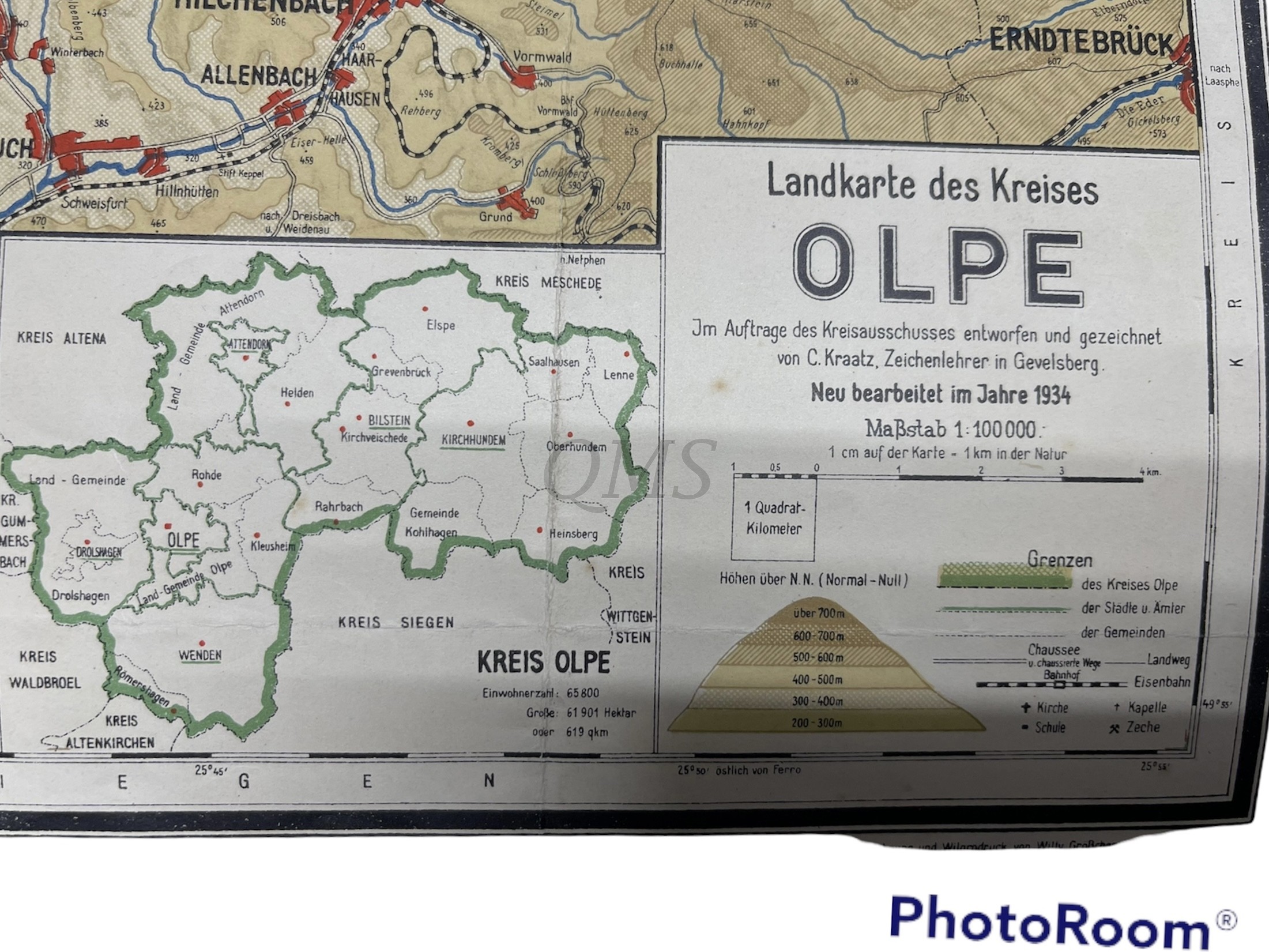 Landkarte kreis Olpe 1934