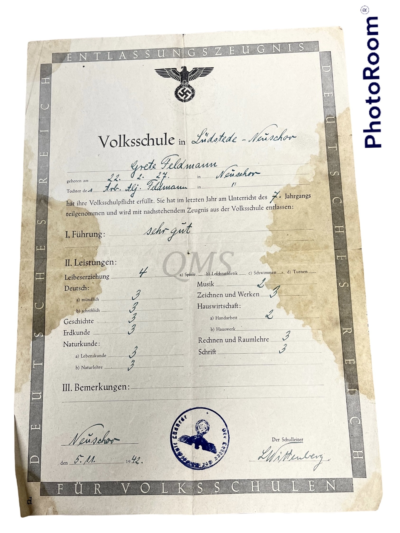 Schul zeugnisse 1935-38 (school rapports 1935-1938)