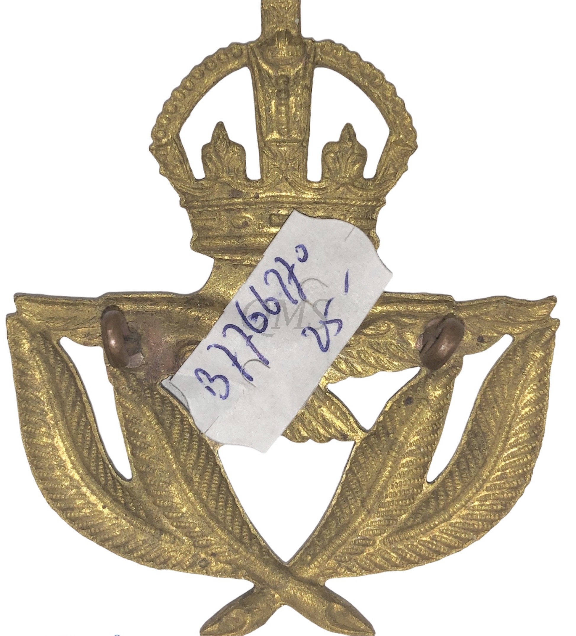 WWII RAF - RCAF - RAAF Warrant Officer Hat Badge Brass