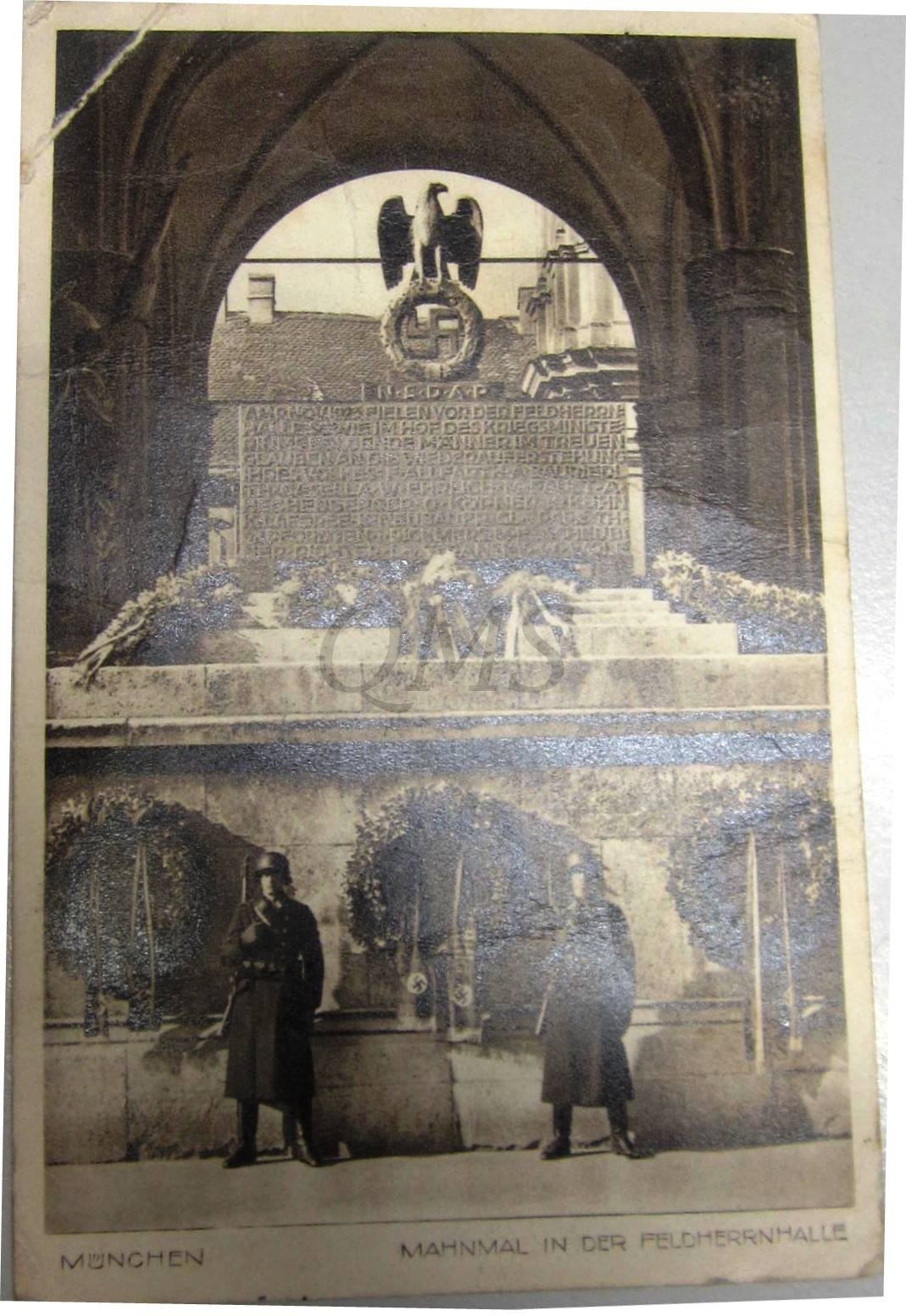 Postkarte SS Wache " Ewige Wache " am Mahnmal Feldherrnhalle München ...
