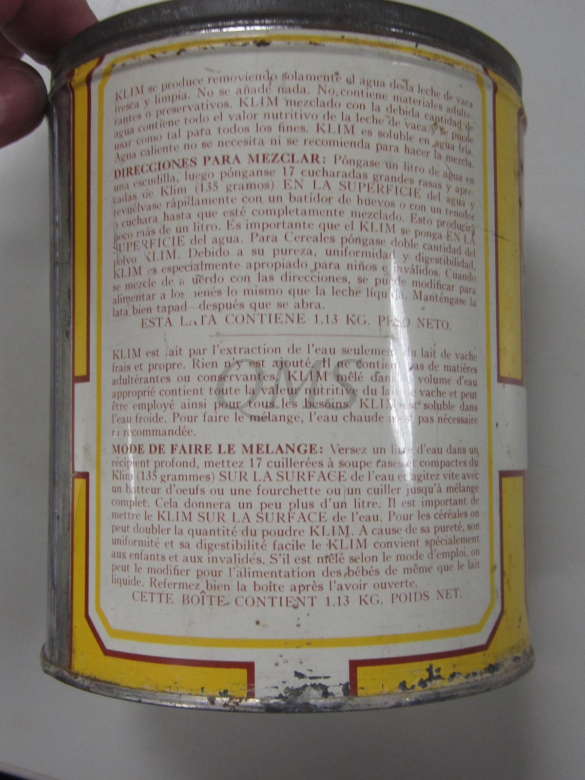Tin Klim Powdered Milk, WW2