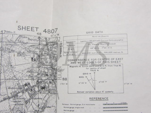 Landkaart Hilden 1944 no 4807 (Map Hilden 1944 Sheet no.4807)
