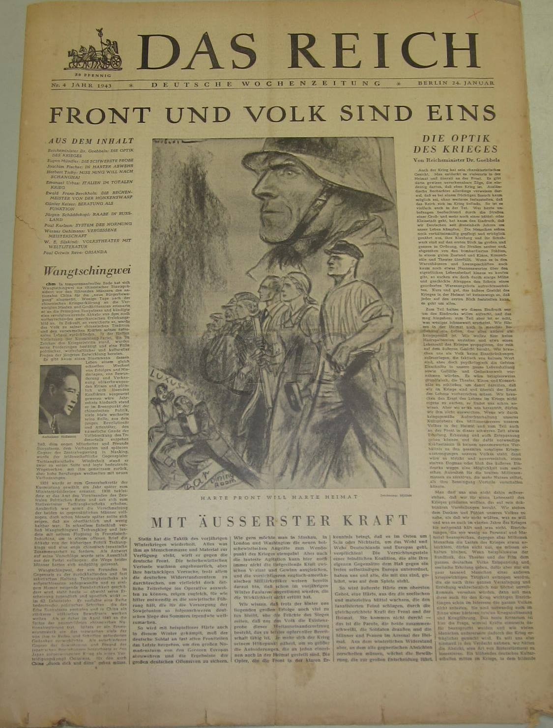 Zeitung Das Reich Berlin no 4 24 jan 1943