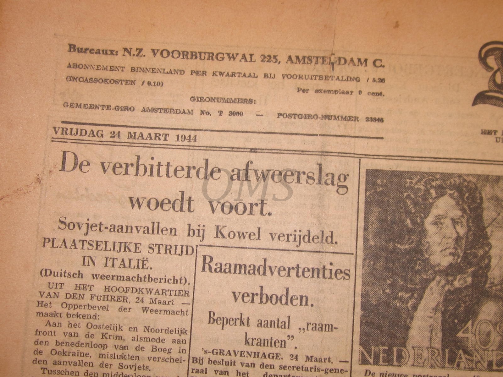 Krant de Telegraaf Vrijdag 24 maart 1944