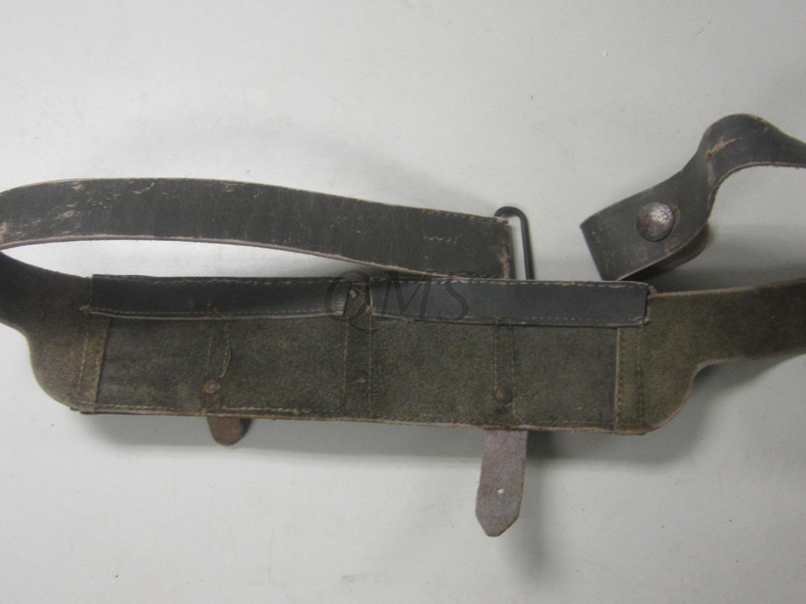 Original WW2 Italian Army Ammunition Bandolier in Grey Green Leather