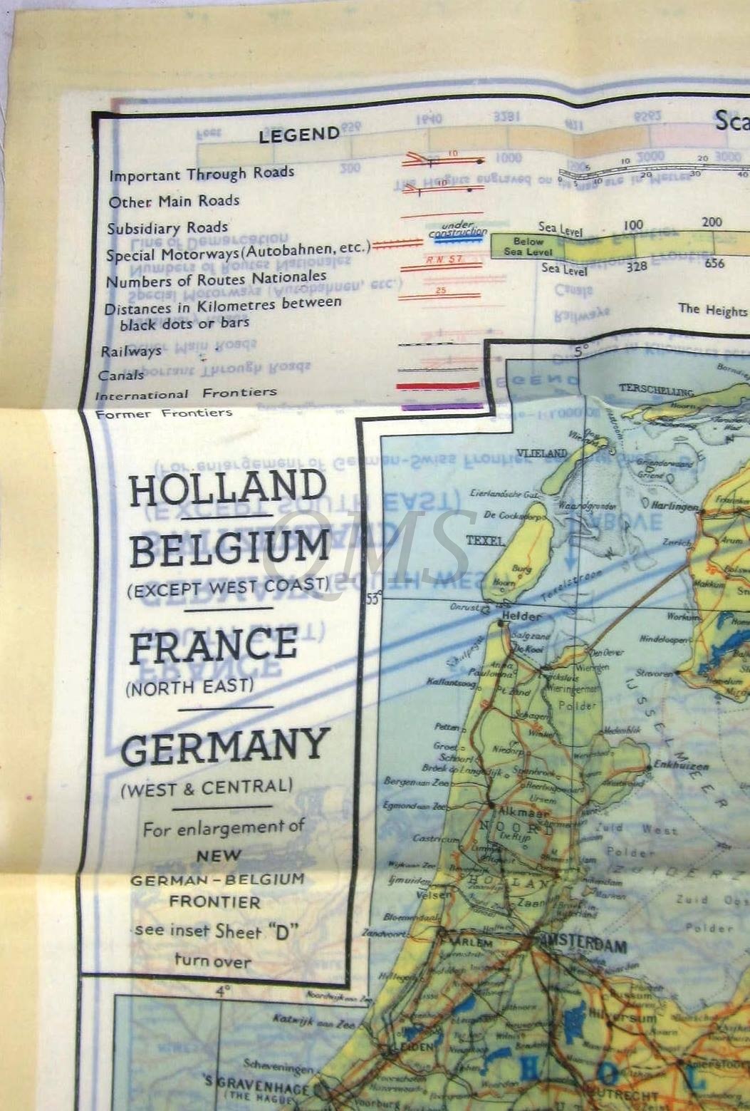 Cloth Escape Map European Theater 1943 Series C/D Holland Belgium ...