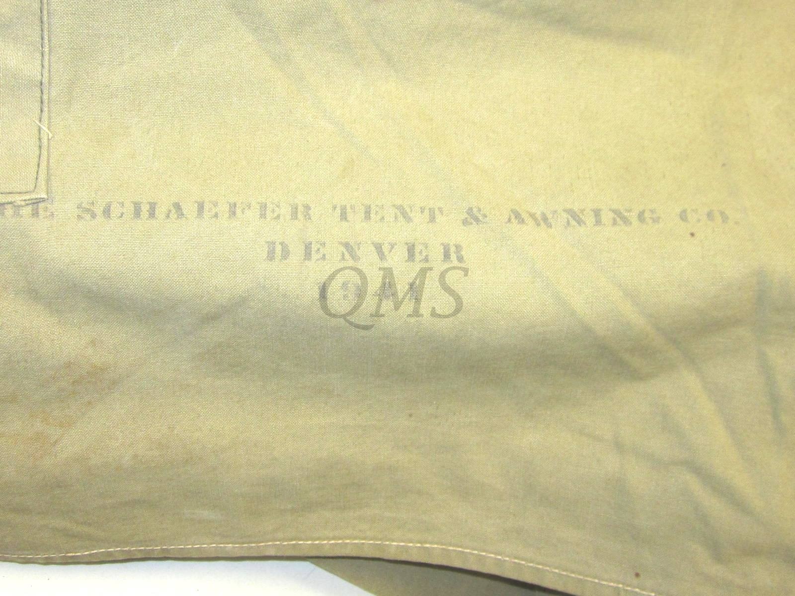 US Army Kaki WW2 Pup Tent Shelter Half with 3 poles
