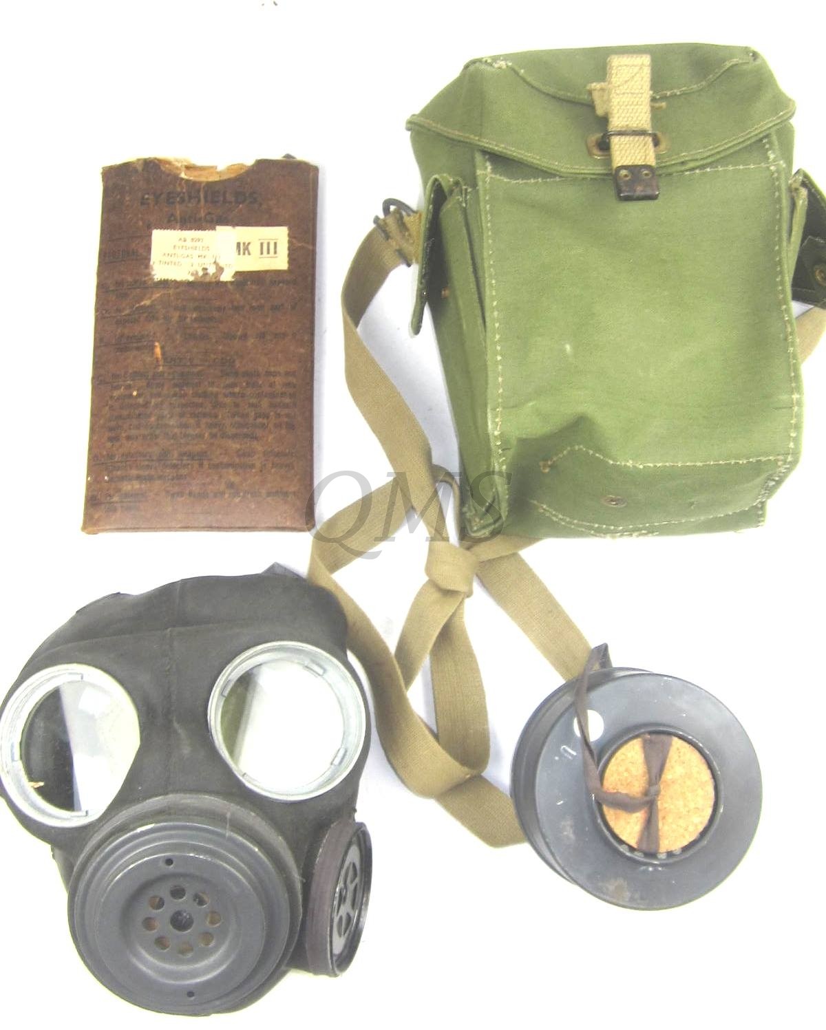 British Army lightweight gas mask and Haversack bag.