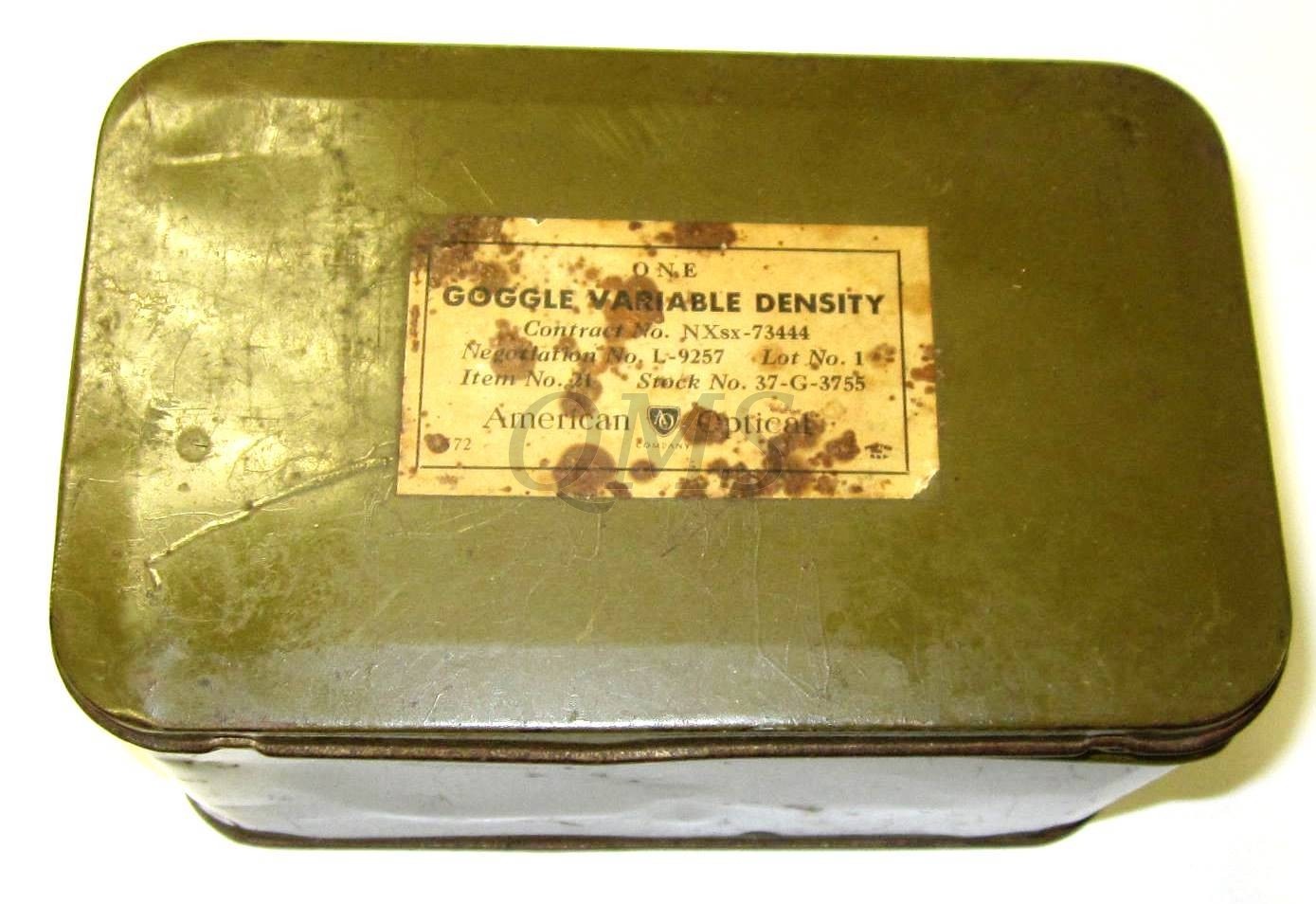 USAAF Polaroid Goggles in metal box (Goggle Variable Density).