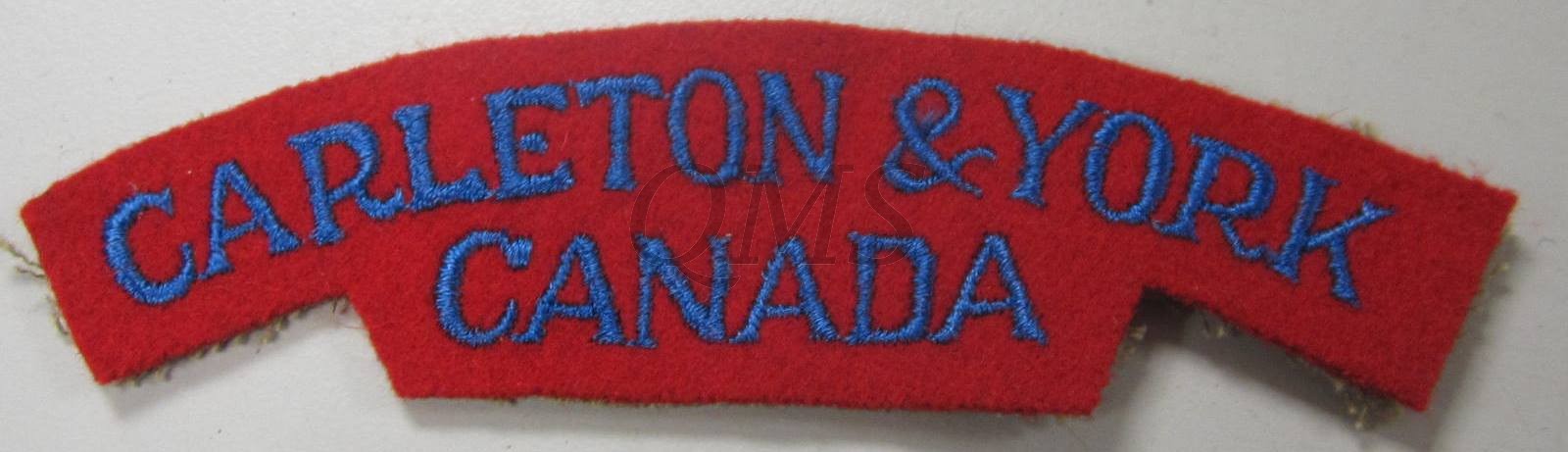 Shoulder title Carleton & York Regiment Canada,1st Canadian Infantry ...