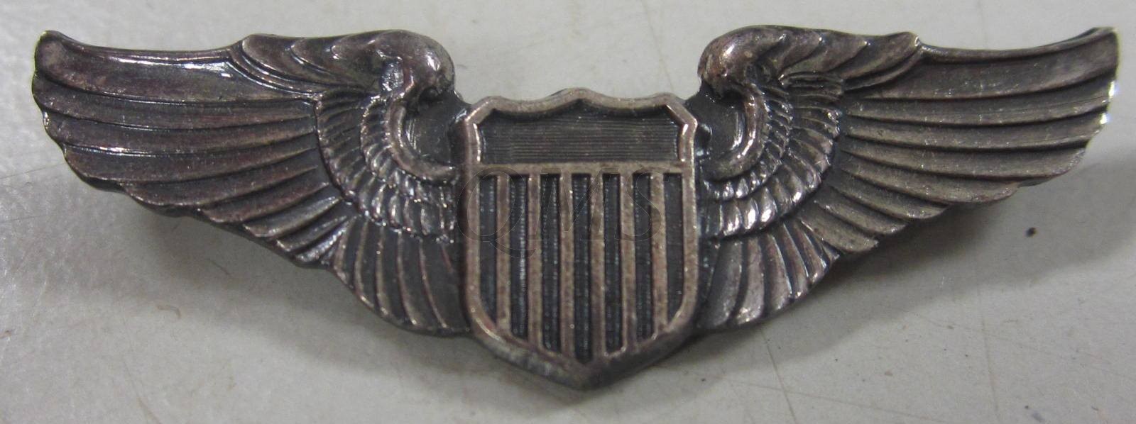 WW2 Sterling Silver USAAF Pilot Wings Pin