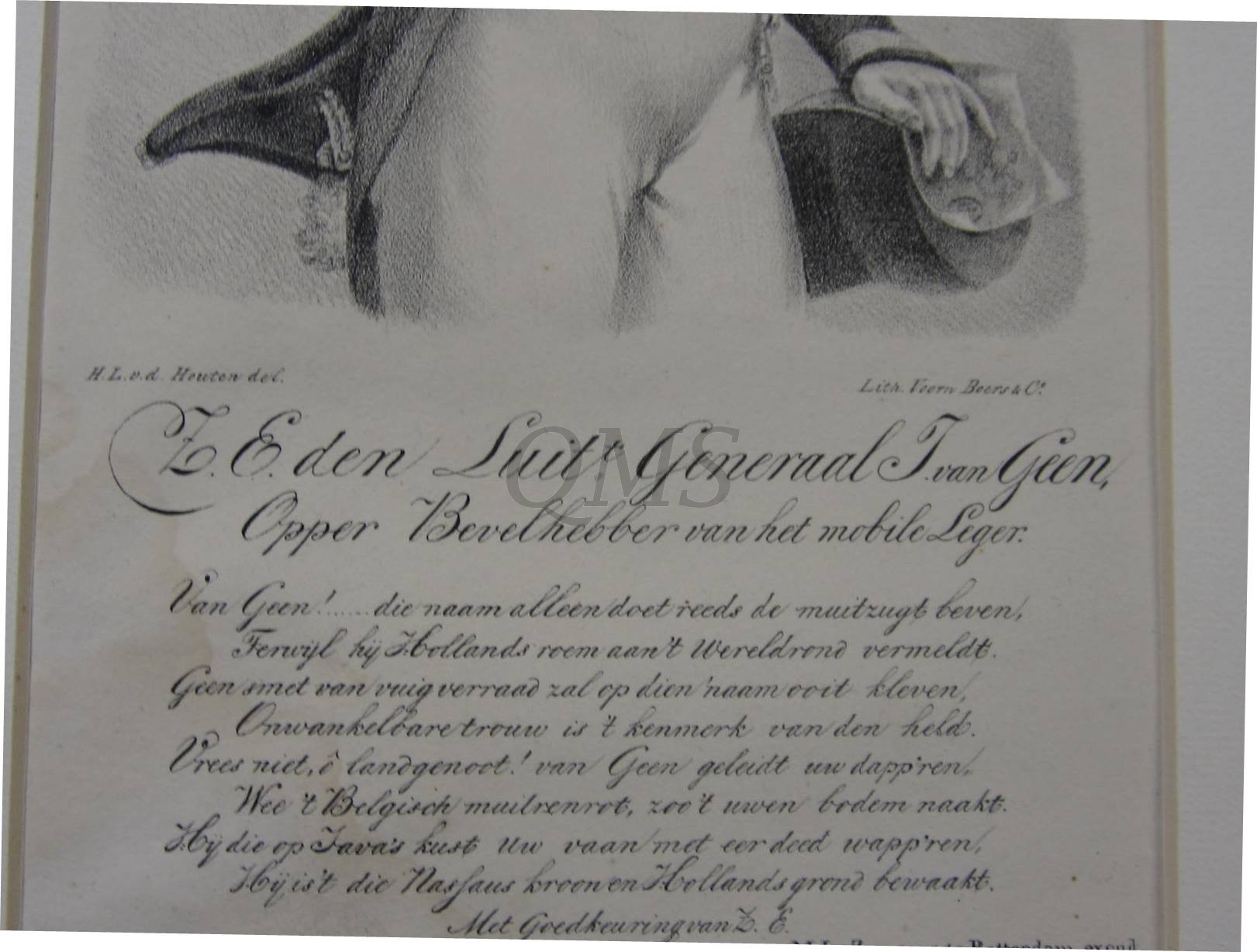Lithografie Luitenant Generaal J van Geen
