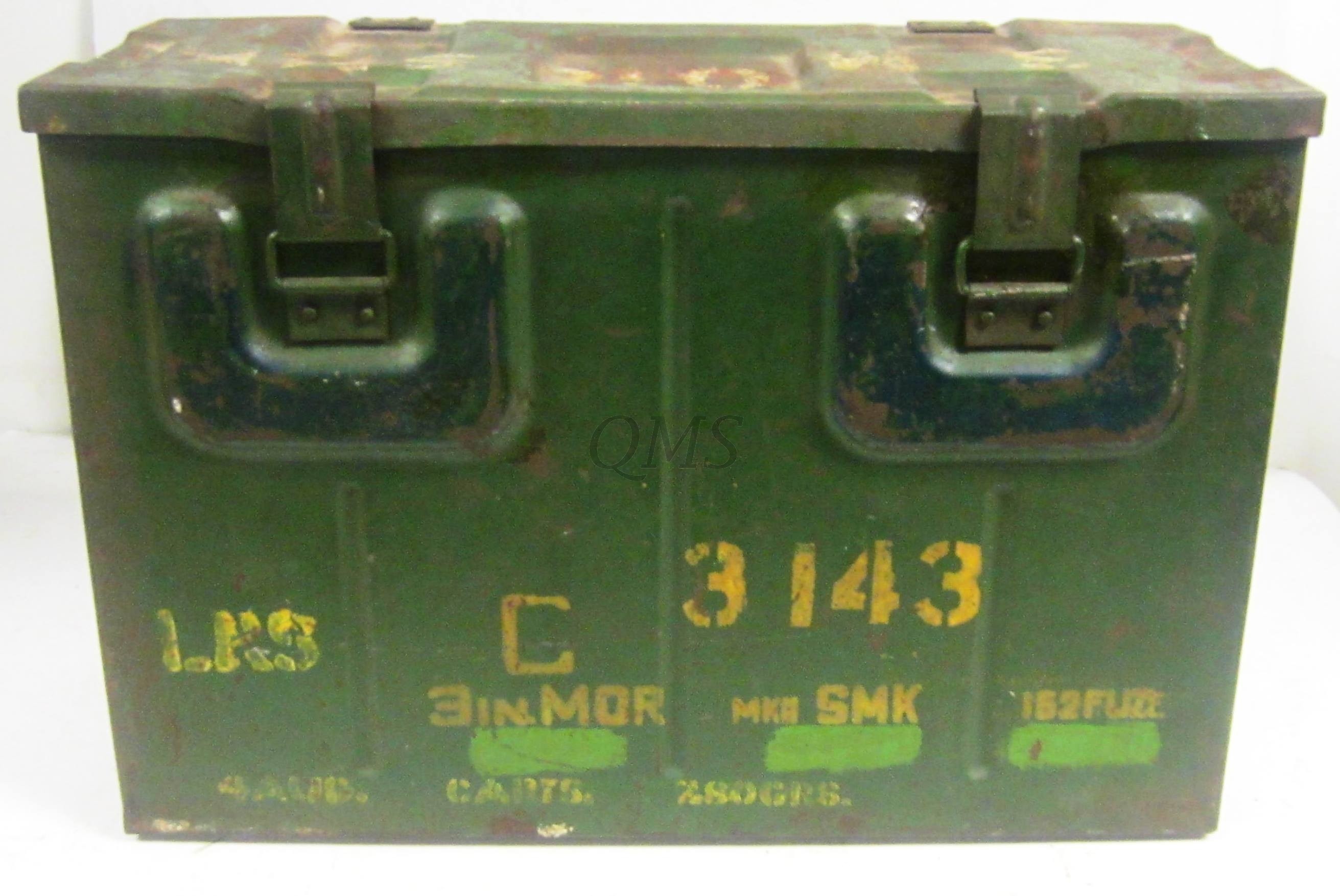 3-Inch SMOKE Mortar Bomb Box with 2 Canadian 3inch mortar tube carriers ...