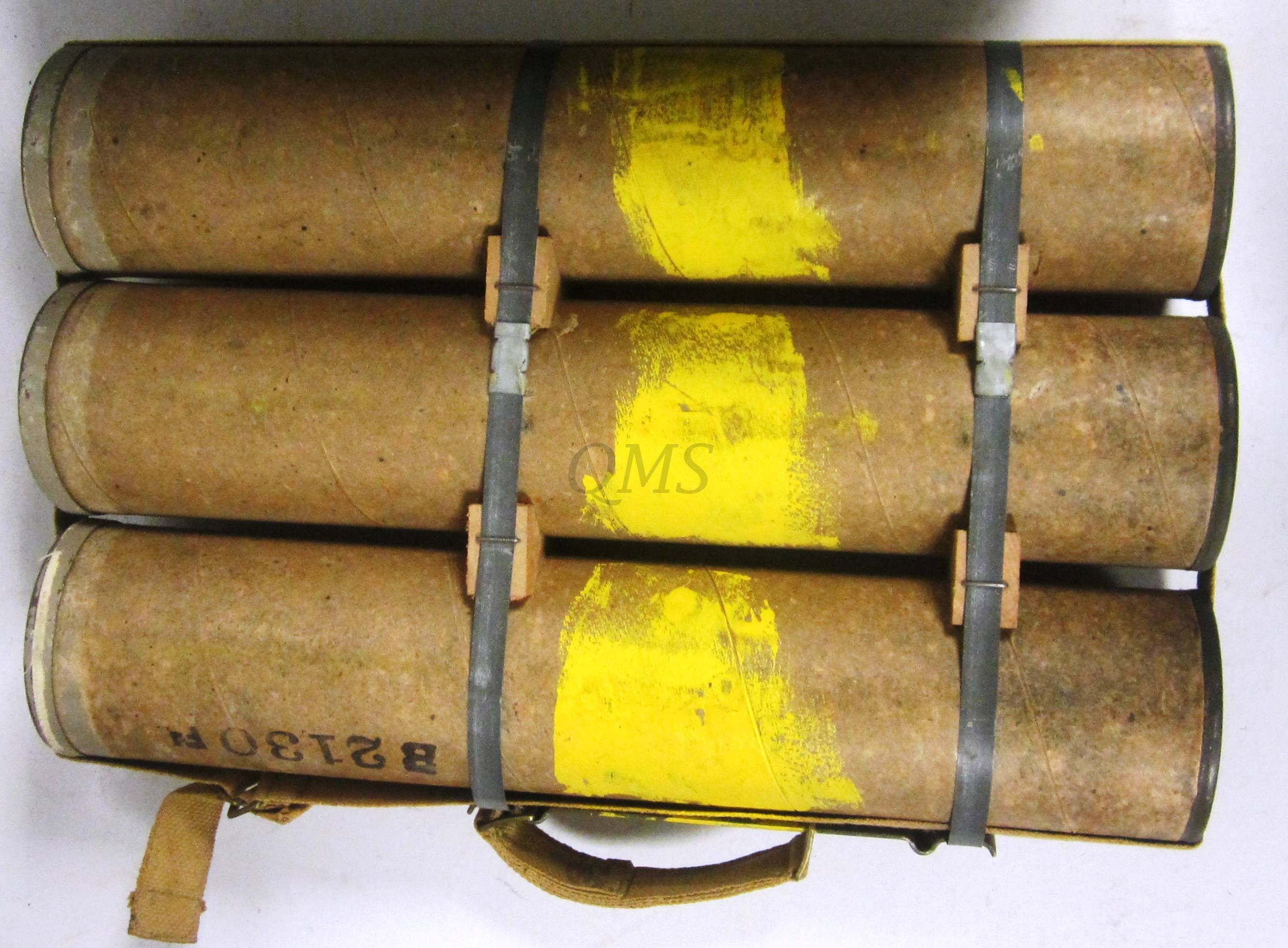 3-Inch SMOKE Mortar Bomb Box with 2 Canadian 3inch mortar tube carriers ...