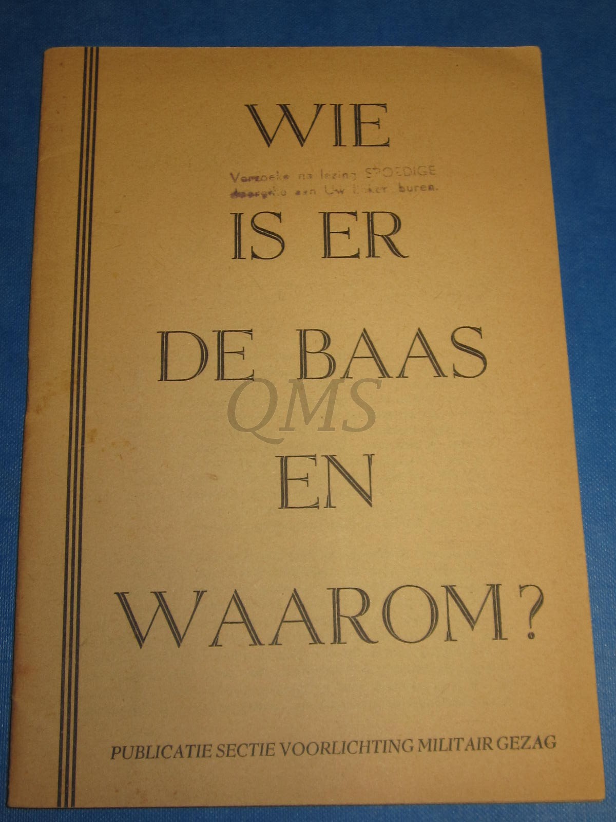 Brochure Wie is er de Baas en waarom?