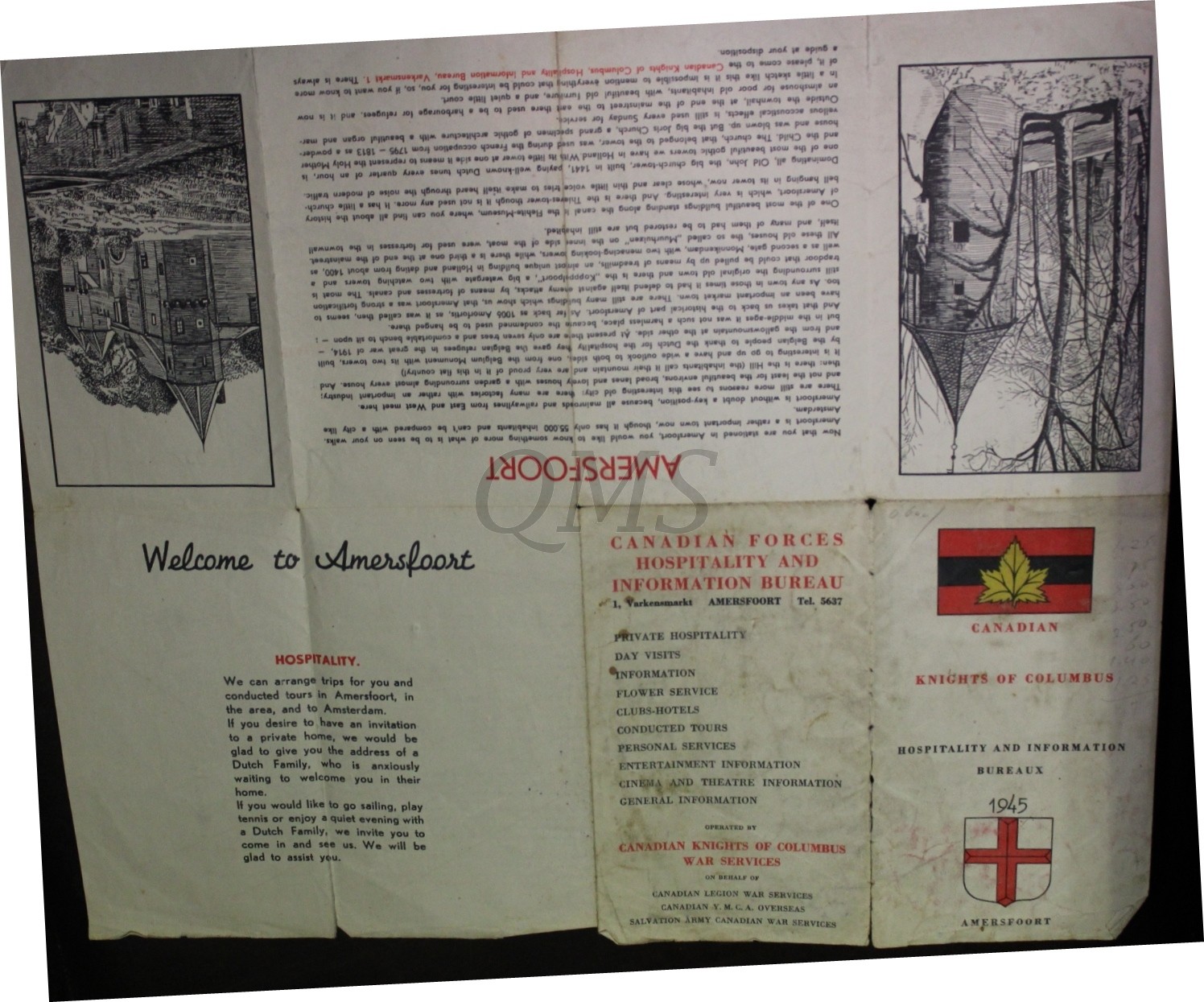 Map Amersfoort Canadian Knights of Columbus 1945