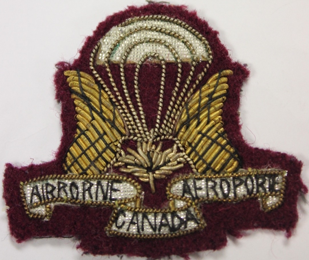 Canadian Airborne Regiment CAR Officer Bullion Cloth Cap Badge