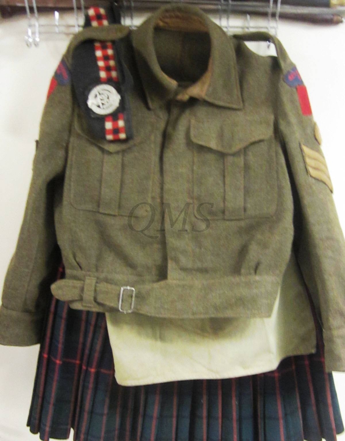 Battledress jacket with kilt/cover and glengarry Staff sergeant 48th ...
