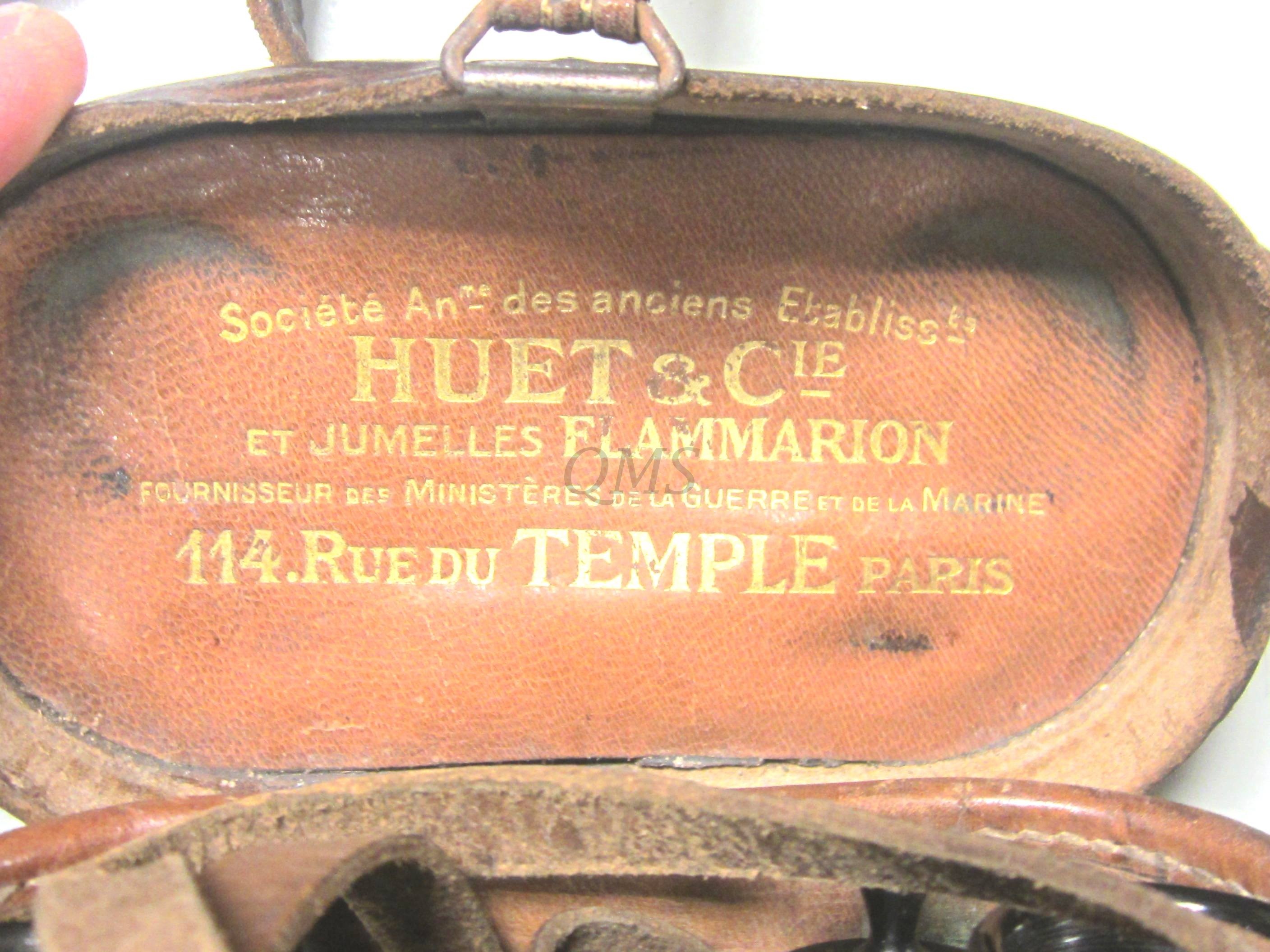 pair of binoculars HUET - FLAMMARION, Paris, + original case in leather ...