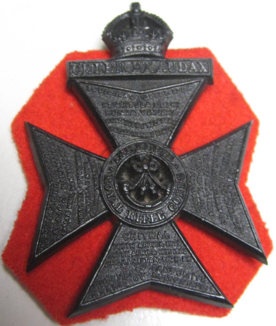 Cap Badge KRRC Kings Royal Rifle Corps Economy plastic