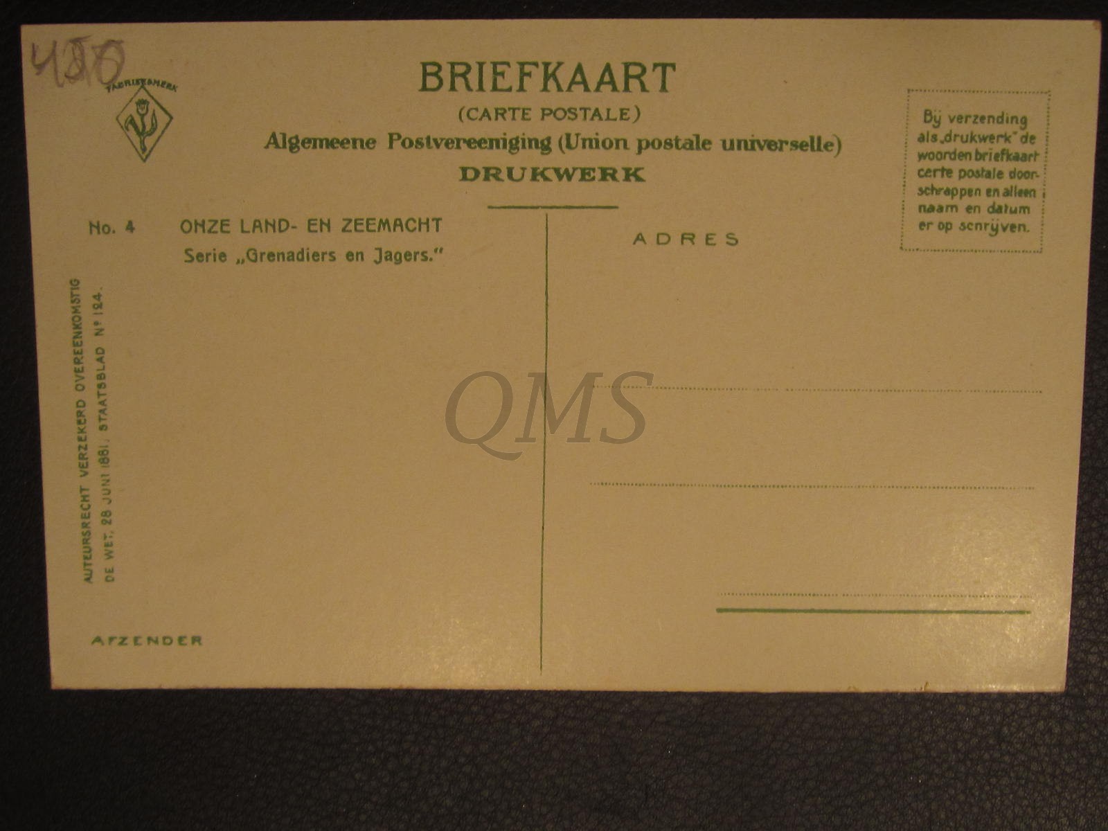 Prent briefkaart 1905 Het uitrukken
