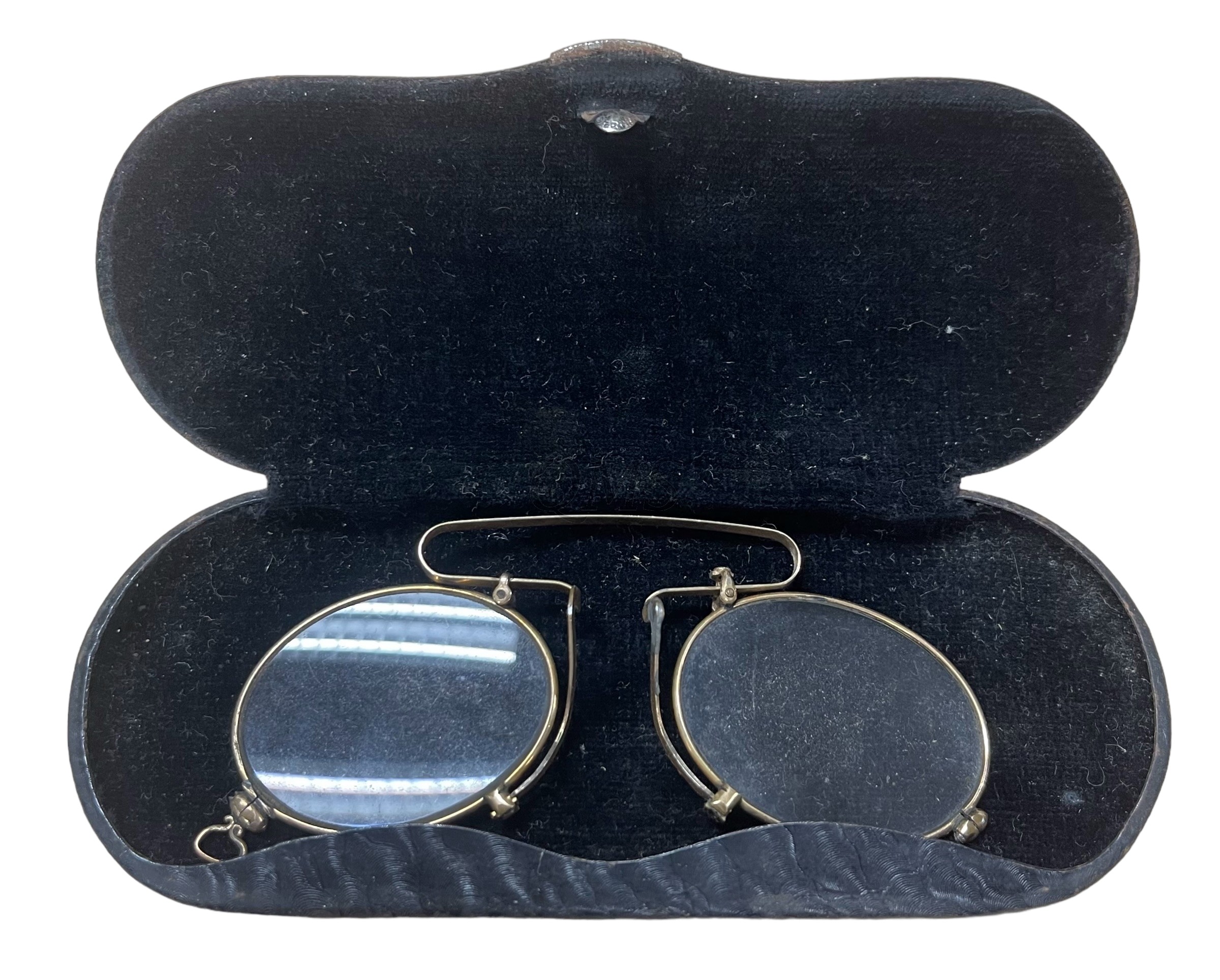 Beautiful pair of German Officers cased vintage Pince nez eyeglass frames