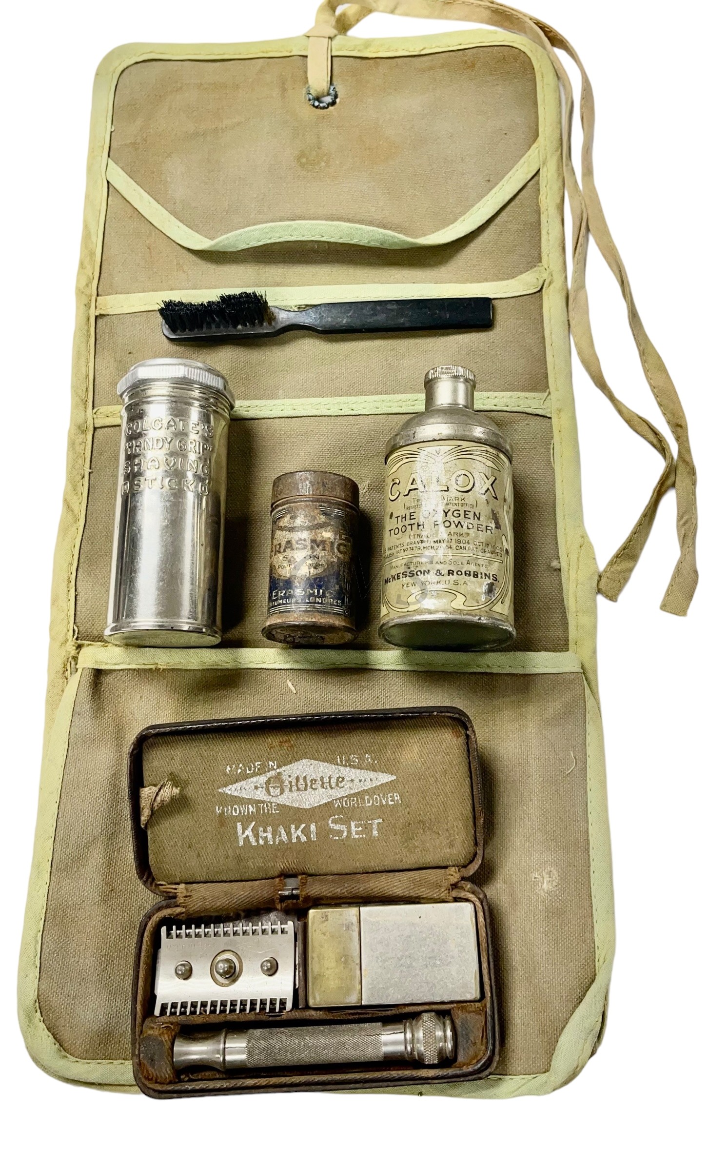 WWI US Army Toiletry Roll Kit w/ Contents