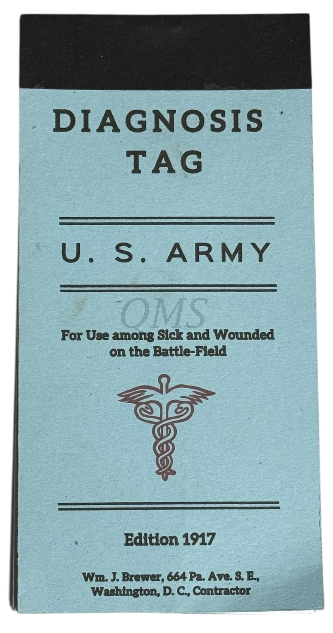WW1 US Diagnosis Medical Tag Book for Re-enactment Army Sick Wounded ...
