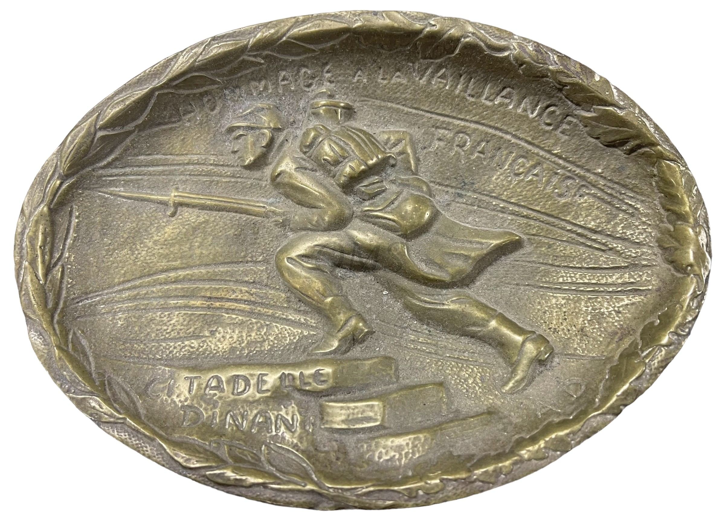 France - WW1 brass convex plate Hommage a la Valliance Francaise ...