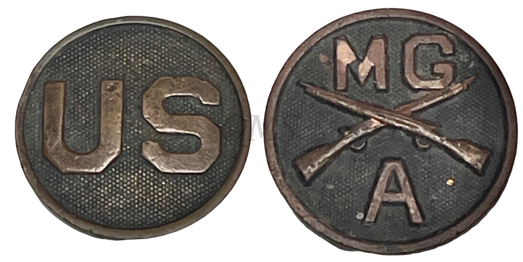 US Army set WW1 collar disks Infantry MG (Machinegun Corps) A